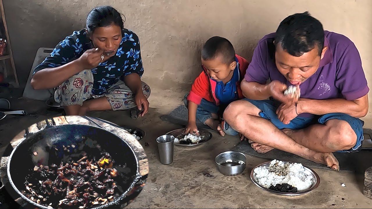 dried buff curry & rice cooking || Bhumi kitchen & cooking || Rural ...