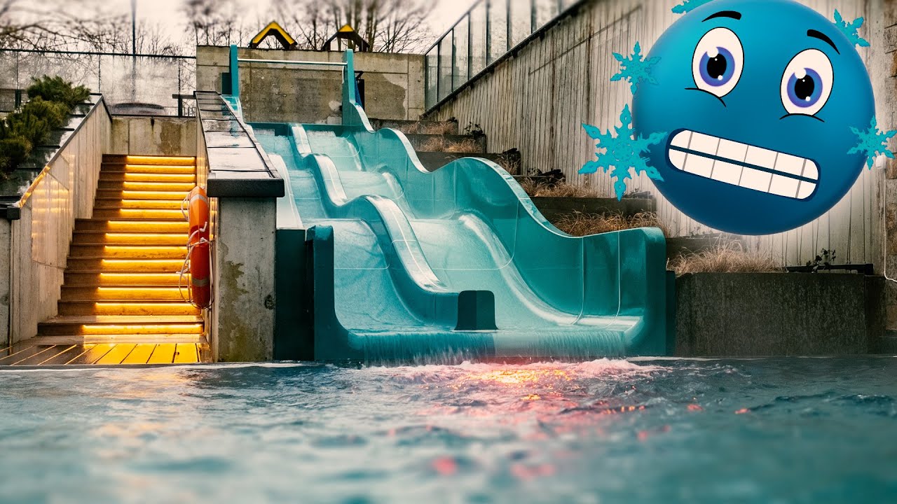 Riding an Outdoor Waterslide in Winter - Quickfish at Radisson Resort ...