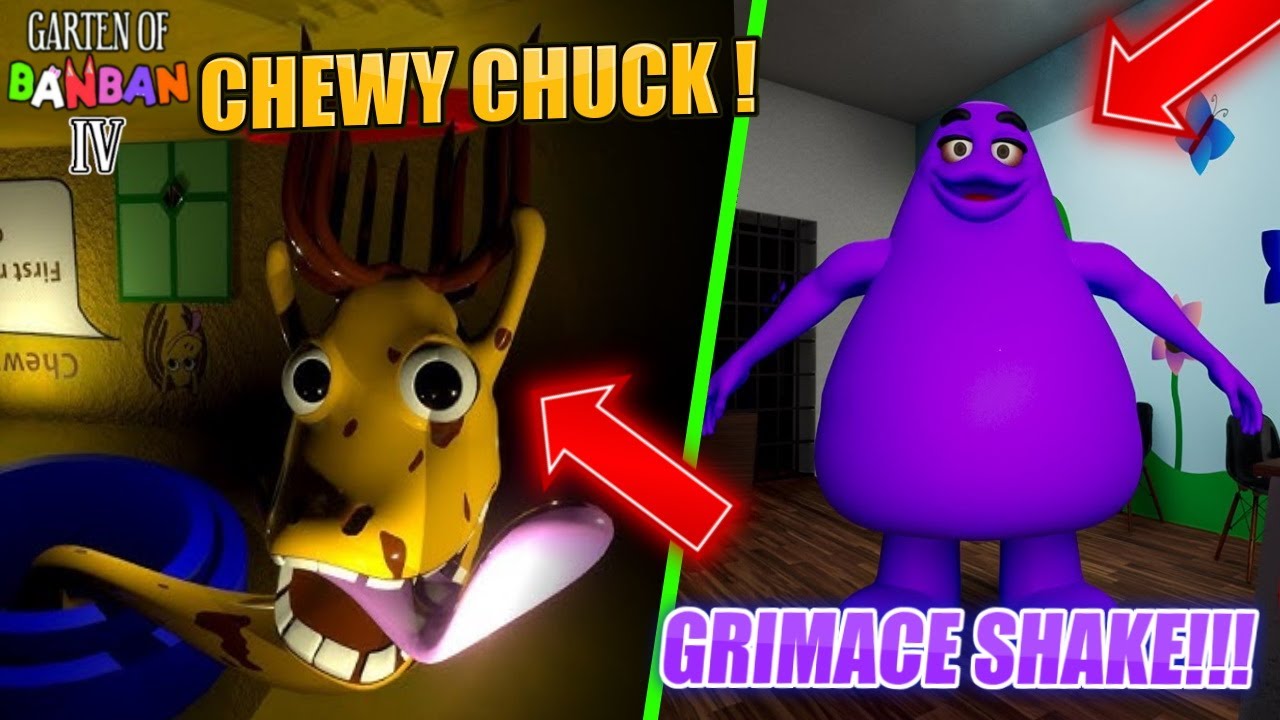 ¡DESBLOQUEAMOS A CHEWY CHUCK! Y A GRIMACE SHAKE EN GARTEN OF BANBAN 4 ...