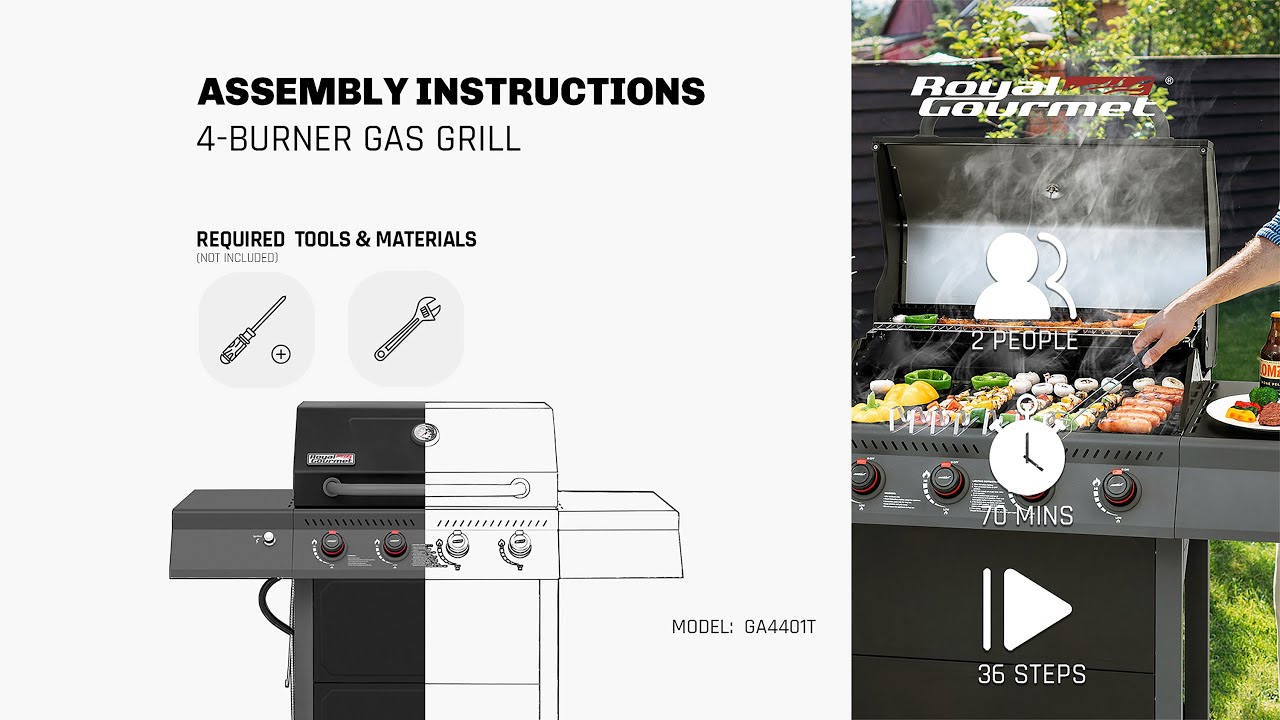 Royal Gourmet® GA4401T 4-BURNER GAS GRILL | Assembly Instructions - YouTube