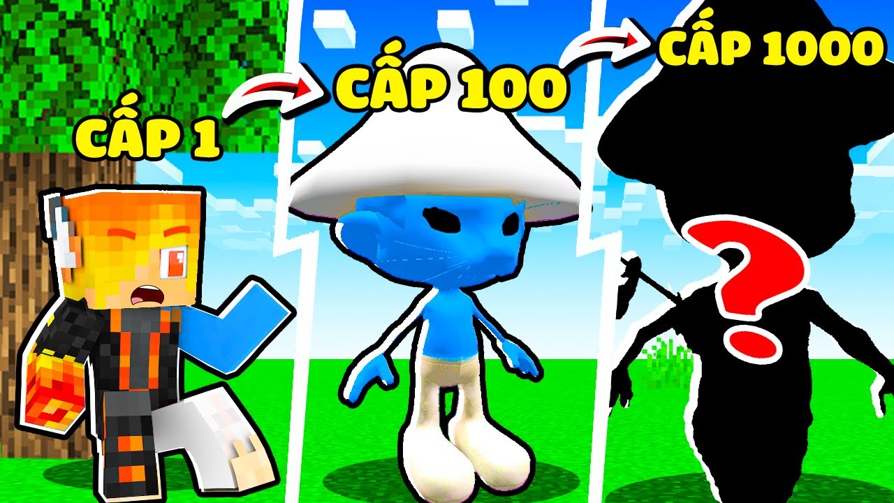 SMURF CAT CẤP 1 TIẾN HÓA THÀNH MÈO XÌ TRUM CẤP 1000 TRONG MINECRAFT ...