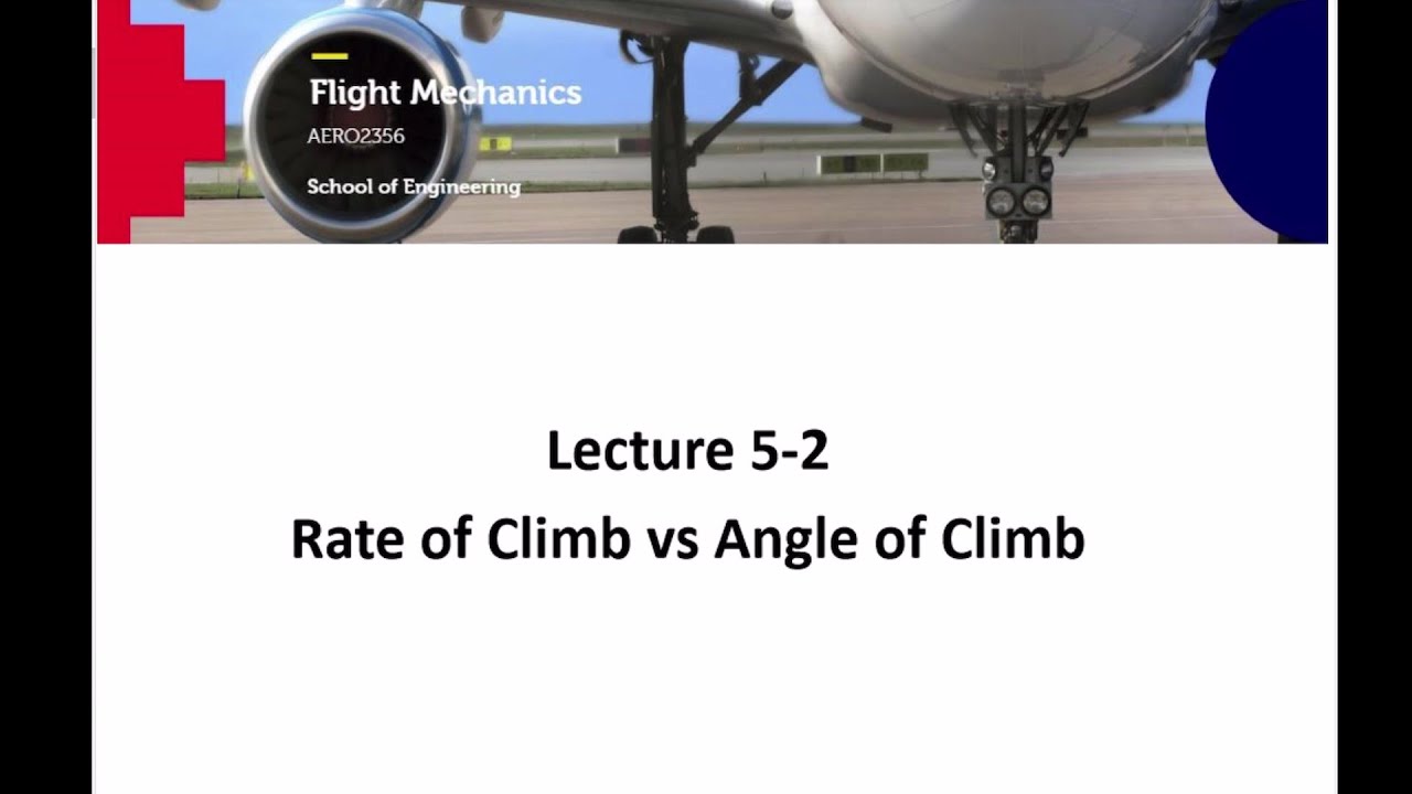AERO2356 Flight Mechanics Lecture 5-2 Max Rate of Climb and Max Angle ...