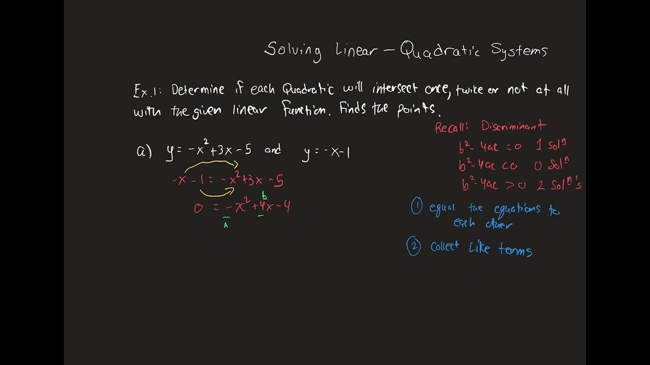 Solving Linear-Quadratic Systems - YouTube