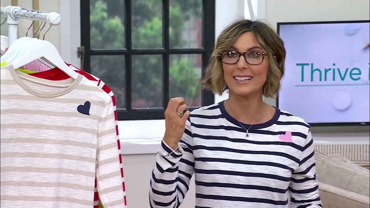 Studio Park x Amy Stran 100% Cotton Long-Sleeve Striped T-Shirt on QVC - YouTube