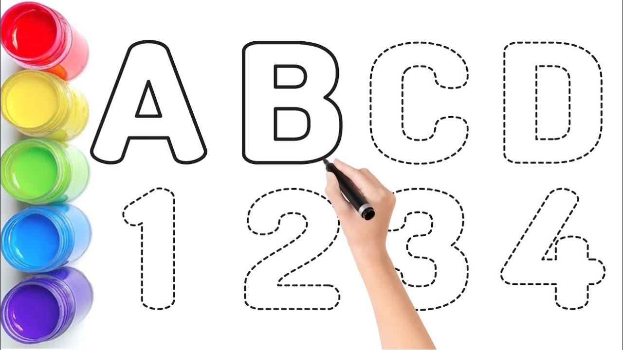 How to Draw and Paint Alphabet Letters ABCD-1234 for kids - YouTube