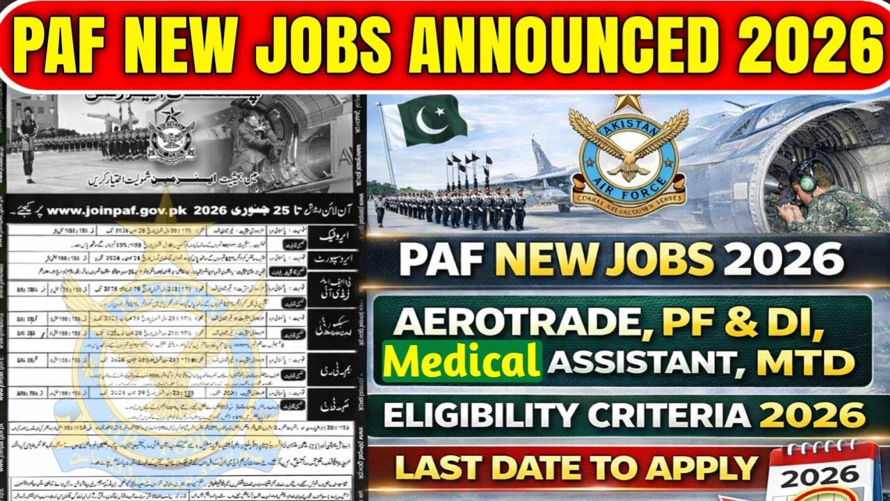 PAF New Jobs 2026 | Aero Trade, PF&DI, MTD, IT, Security, Medical ...