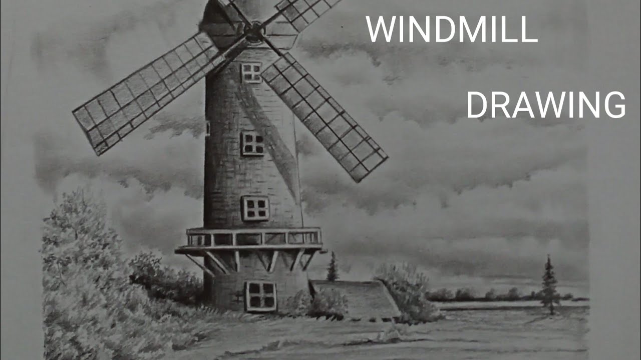 How to draw a windmill || scenery drawing tutorial - YouTube