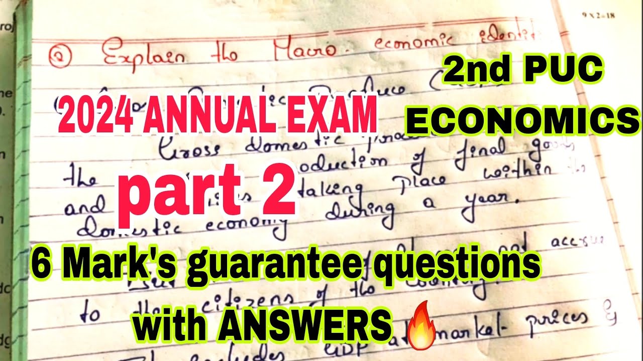 2nd PUC ECONOMICS, 6 Mark's guarantee questions with ANSWERS 🔥 2024 ANNUAL EXAM - YouTube
