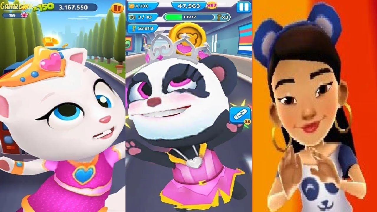 Subway Surfers Amsterdam VS TALKING TOM GOLD RUN PRINCESS ANGELA VS ...