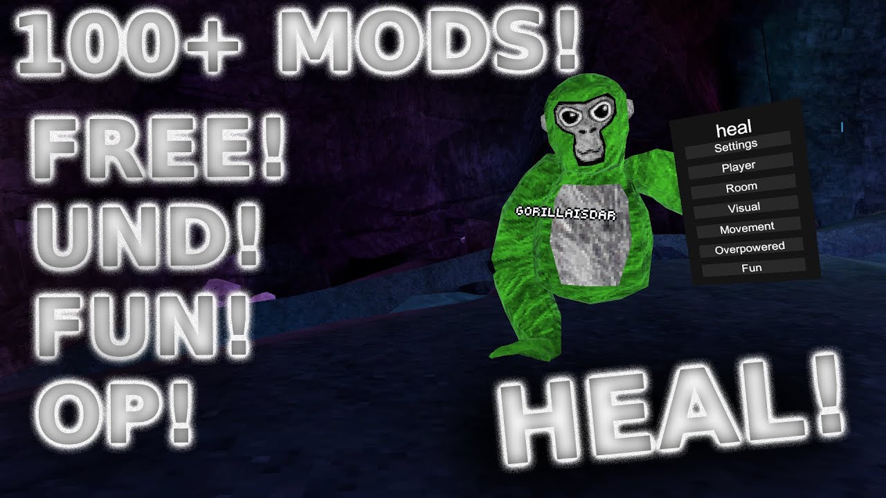 BEST FREE MOD MENU!?!?!?! Gorilla Tag Modding... Heal Mod Menu - YouTube