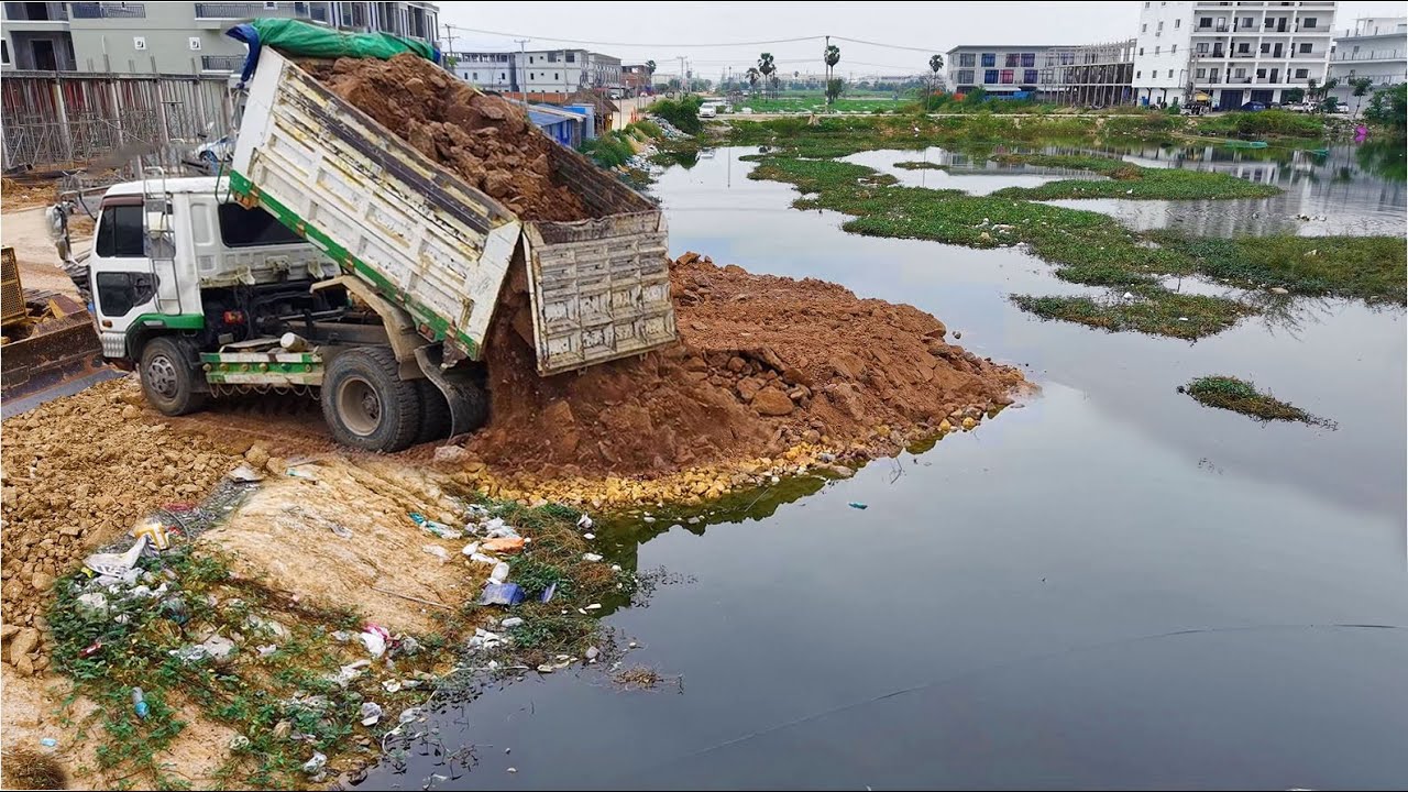 Nicely Job A New Project!Dump Truck FillSoil Delete Huge Pond,Skill ...