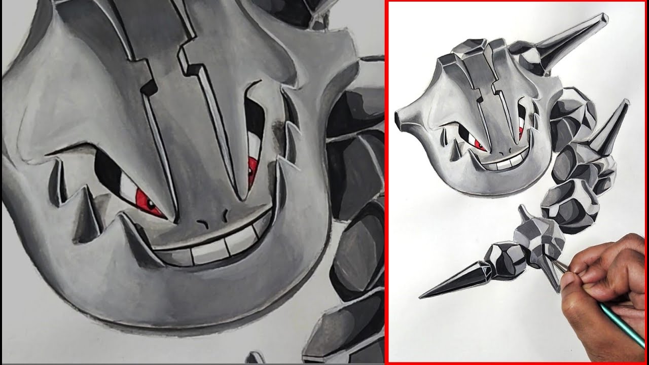 Drawing Pokemon Steelix | Realistic Metallic Painting | Gouache ...
