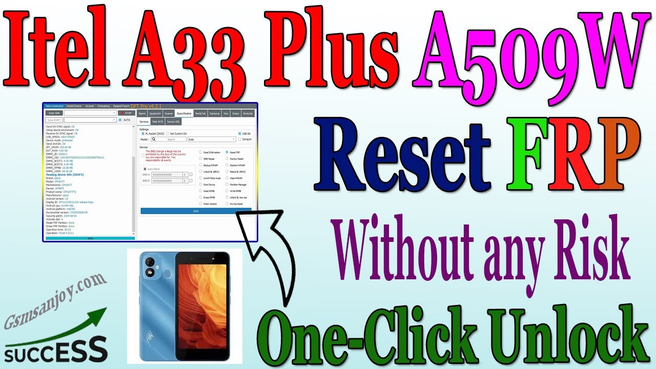 Itel A33 Plus A509W Reset FRP UNLOCK Android 11 One-CLICK BY DFT Pro # ...