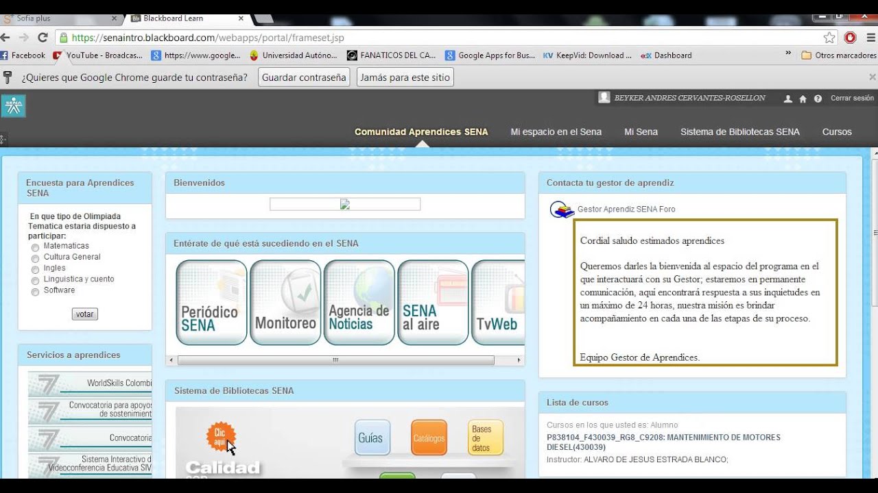 ¿Como Ingresar al LMS Blackboard de Sena Sofia Plus? - YouTube