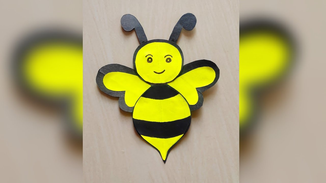 Making Honey Bee with paper. Honey bee making with colour paper. - YouTube