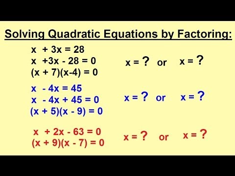 Algebra - Quadratic Equations - Solve by Factoring - YouTube