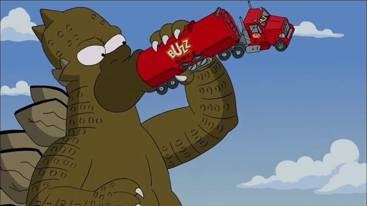 The simpsons homerzilla scene - YouTube