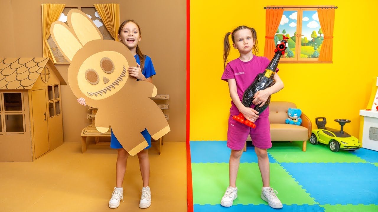 Cardboard or Color Toys Challenge with Vania Mania Kids - YouTube