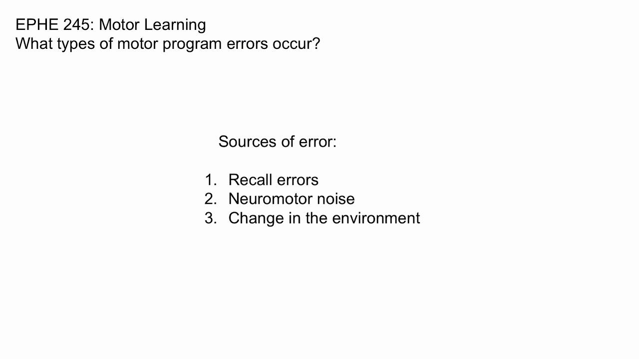 Motor Program Errors - YouTube