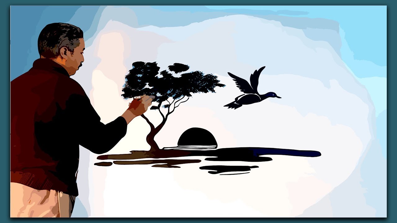 Drawing in One Black Color - YouTube