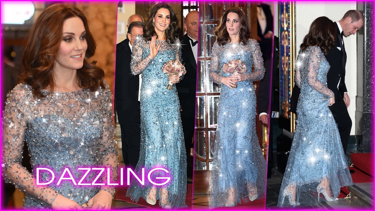 Princess Catherine STEAL THE LIMELIGHT In Blue Crystal-Covered Gown At ...
