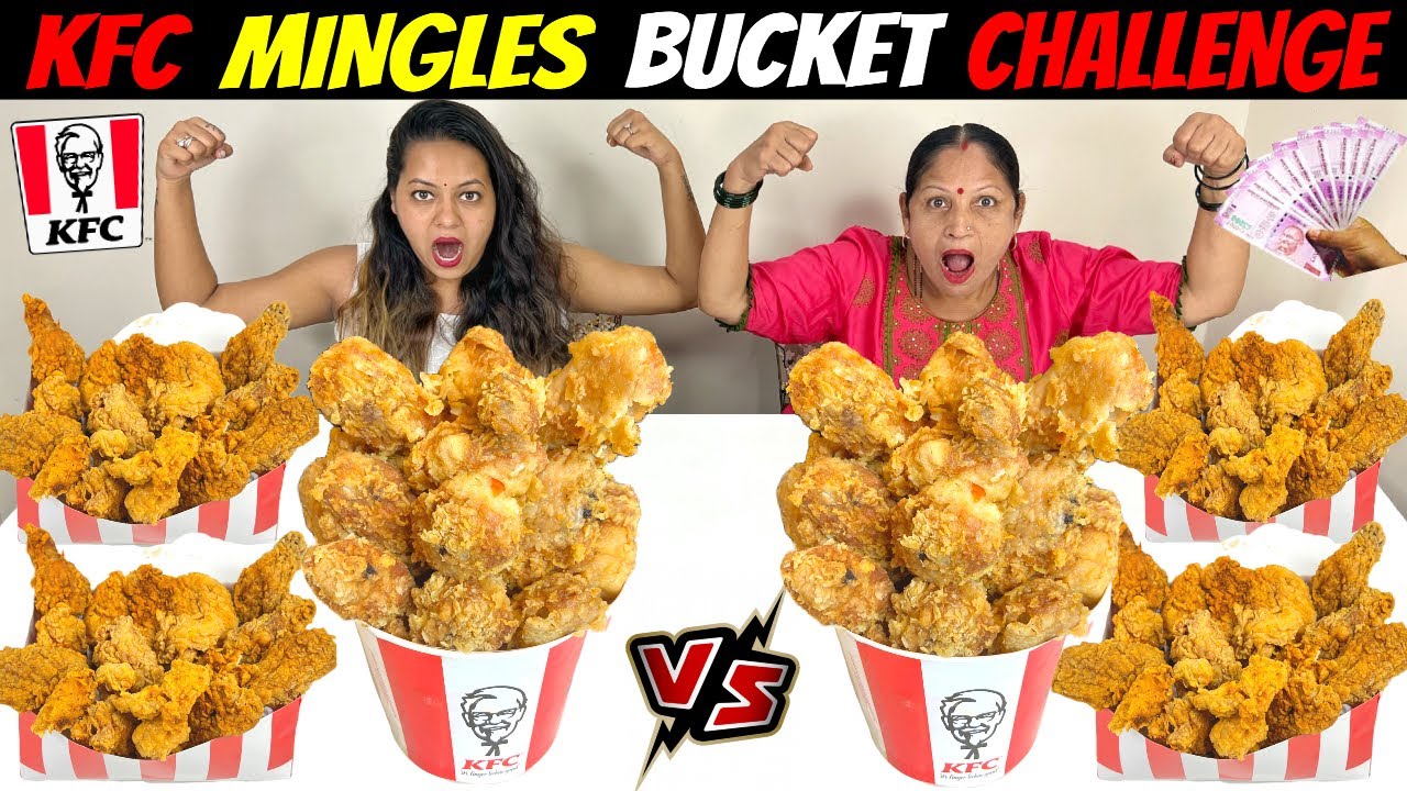 KFC MINGLES BUCKET EATING CHALLENGE | SAAS VS BAHU FOOD COMPETITION (Ep ...