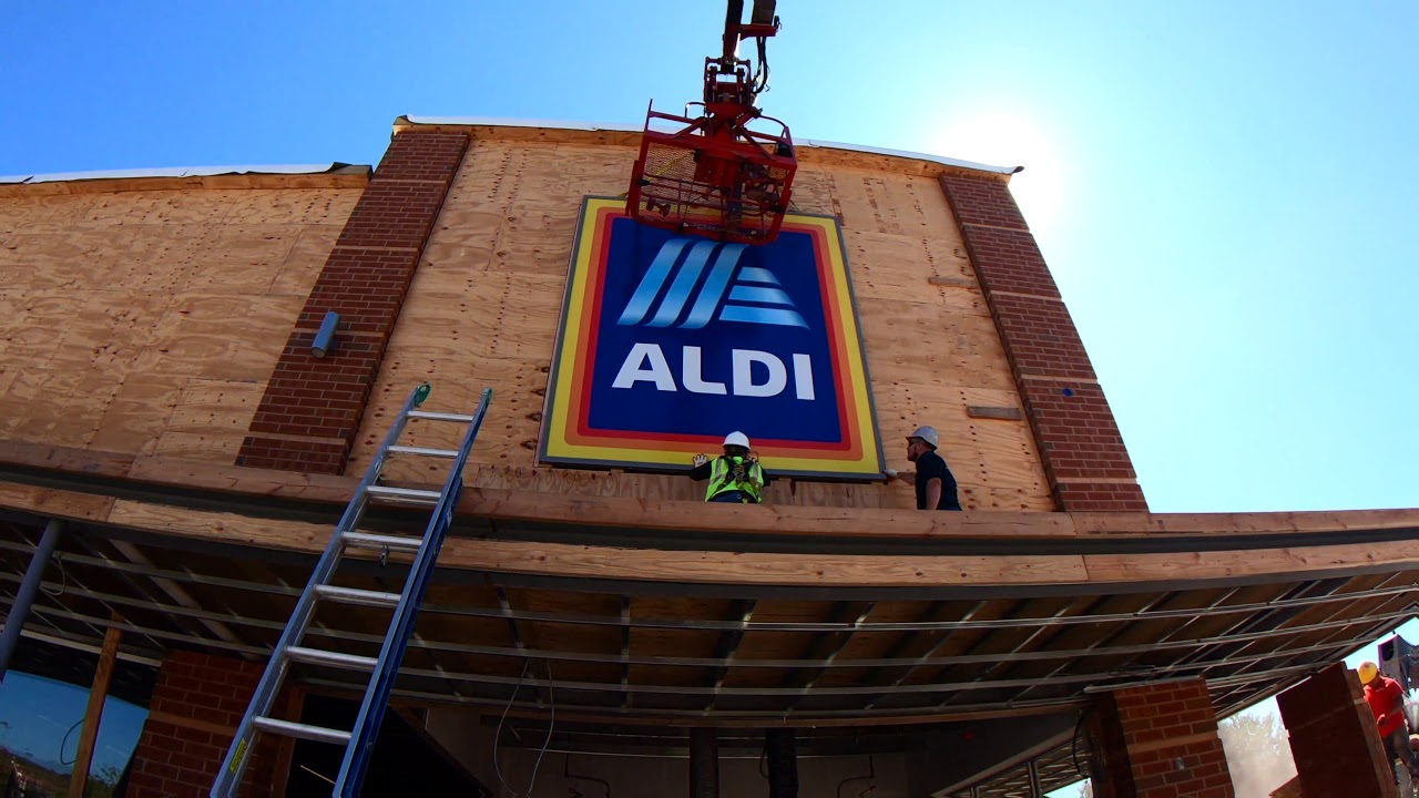 How to Install Supermarket Sign - Aldi - NYC Sign Installation Company ...