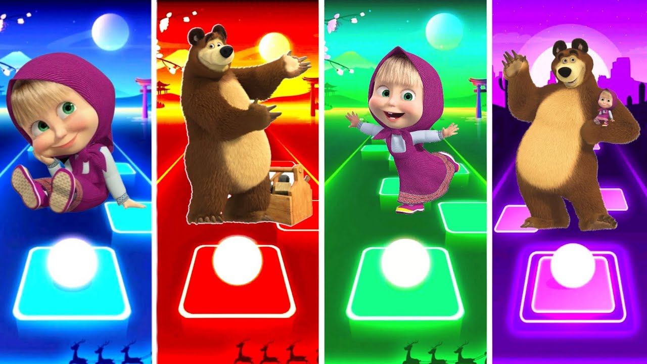 Tiles Hop Games EDM Rush Masha and the Bear cartoons - YouTube