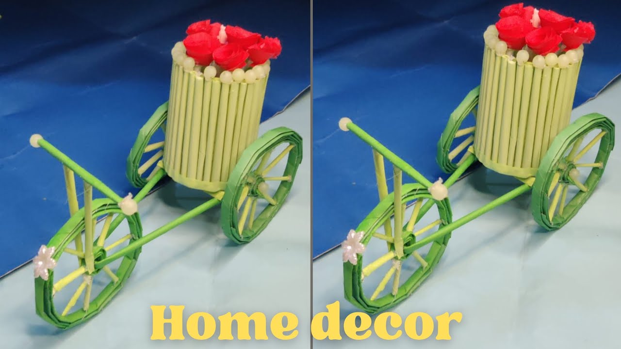 DIY Paper Cycle decoration piece idea 💡#flowervase #cycle #craftideas # ...