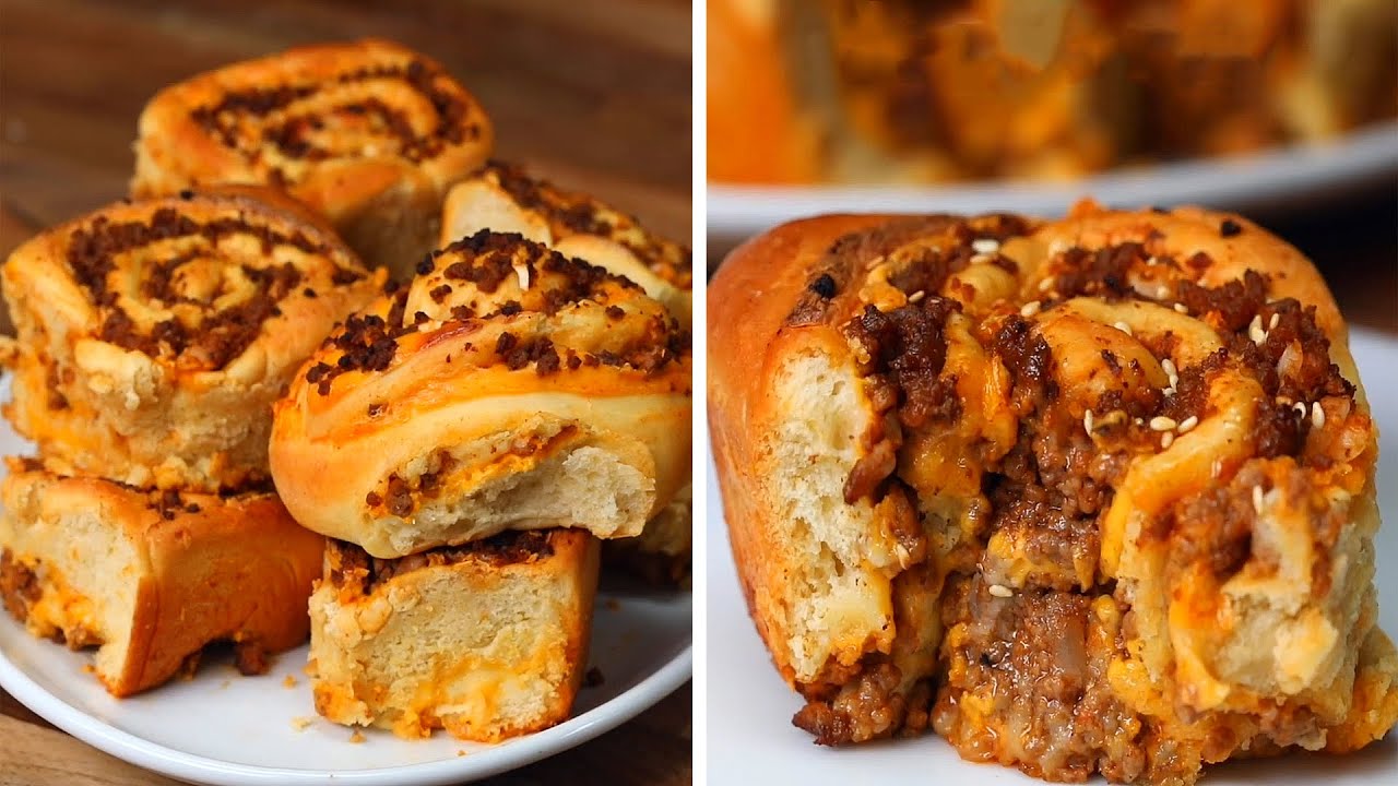 4 Quick And Easy Savoury Swirl Buns - YouTube