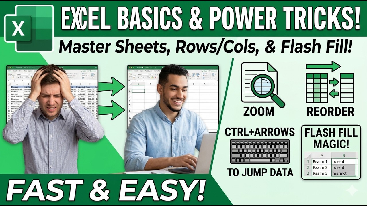 Excel Made Simple: Interface, Sheets, Shortcuts & Flash Fill (Beginner ...