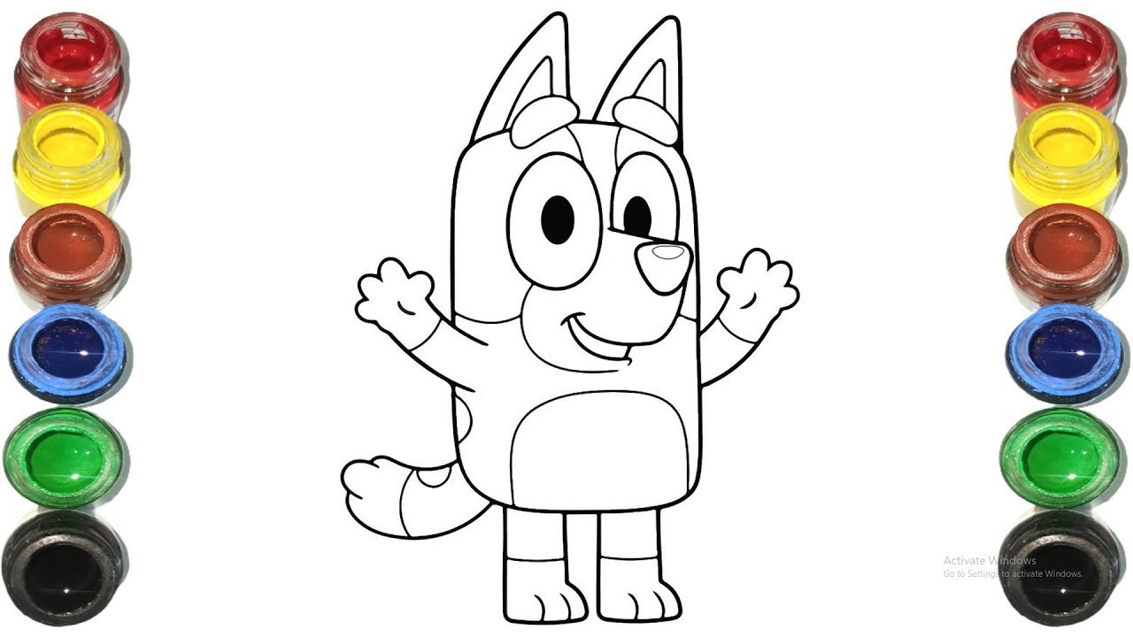 Cute Bluey Drawing for kids, Painting & Coloring for kids, Toddlers ...