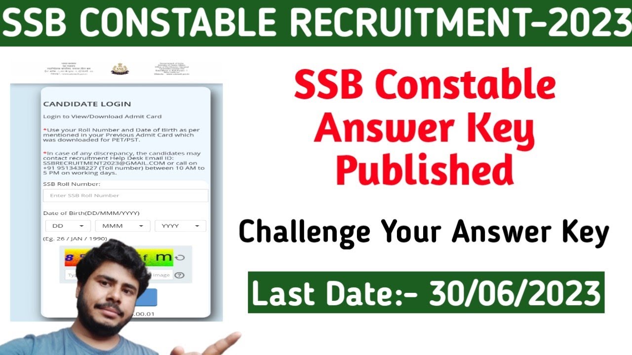 SSB Constable Answer Key Published||Challenge Link Activated|| - YouTube