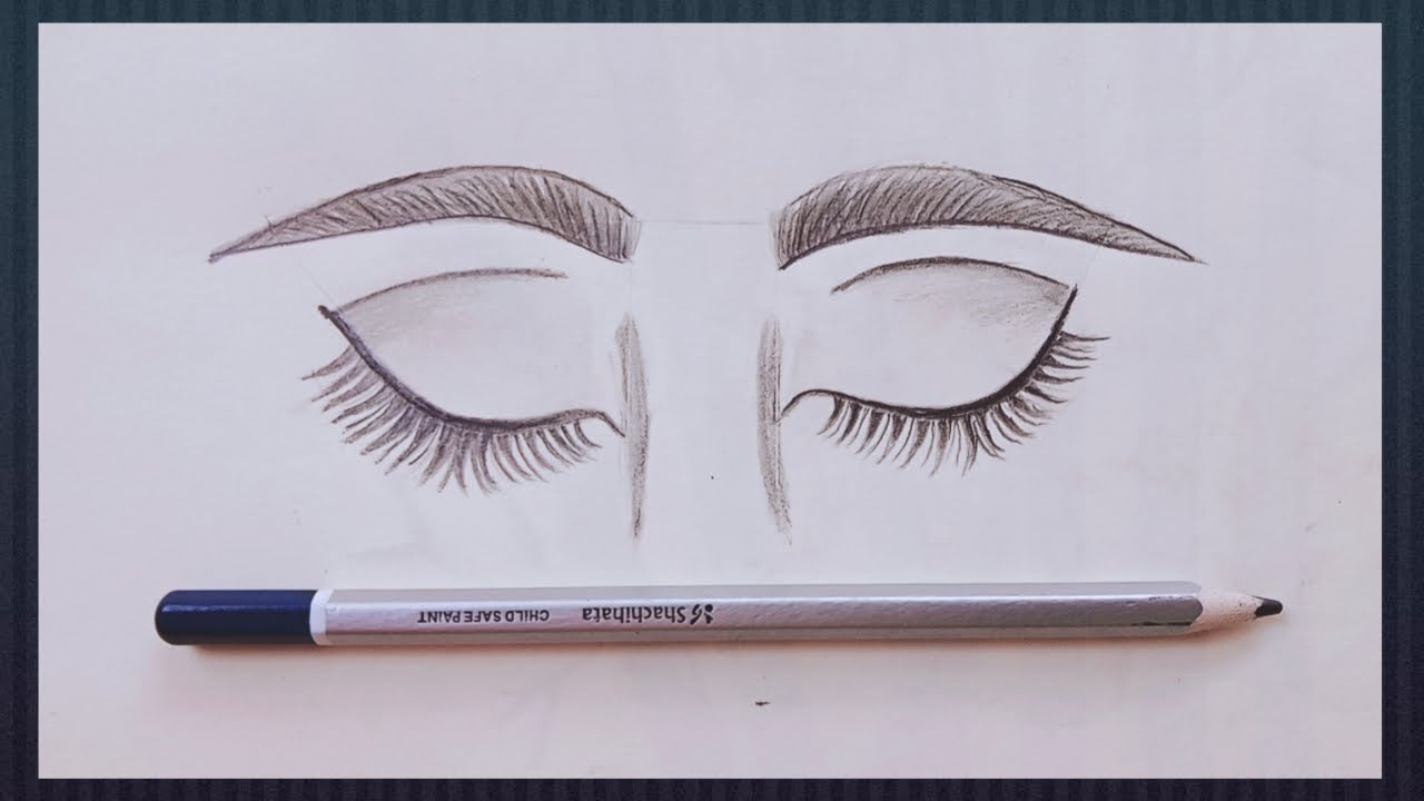 How to draw close eyes/draw an eyes/eyes drawing/Easy way draw ...