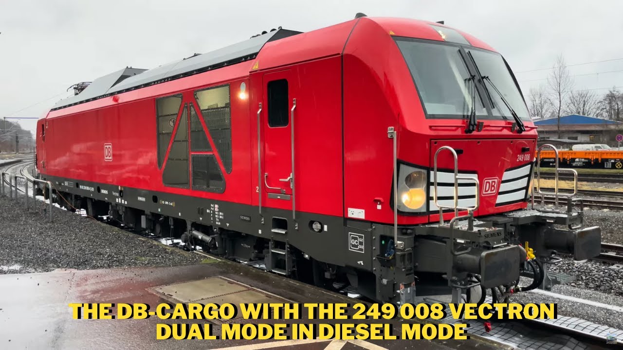 The DB-Cargo with the 249 008 vectron dual mode in diesel mode - YouTube