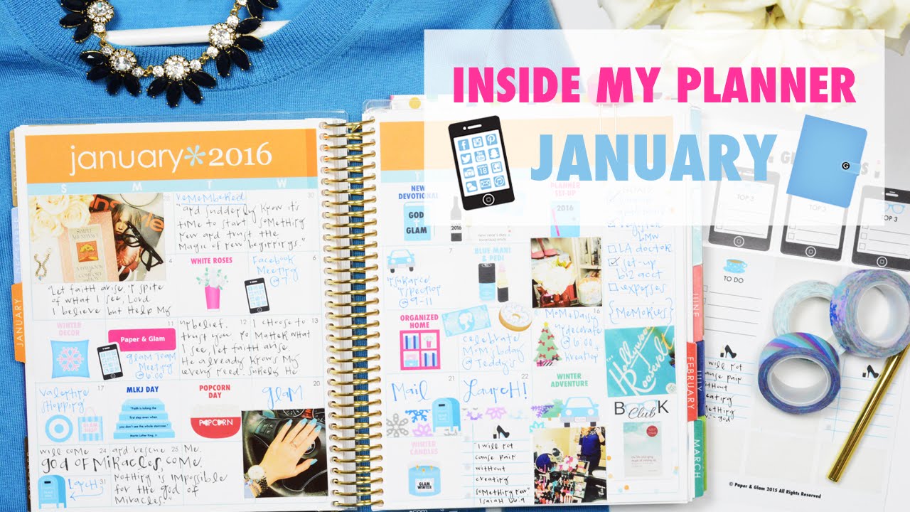 Inside My Erin Condren My Planner: January 2016 - YouTube