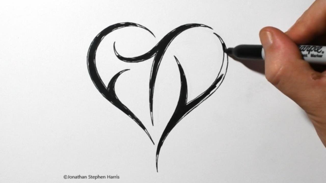 Designing Initials FTY inside a Heart | Cool Tattoo Design Idea - YouTube