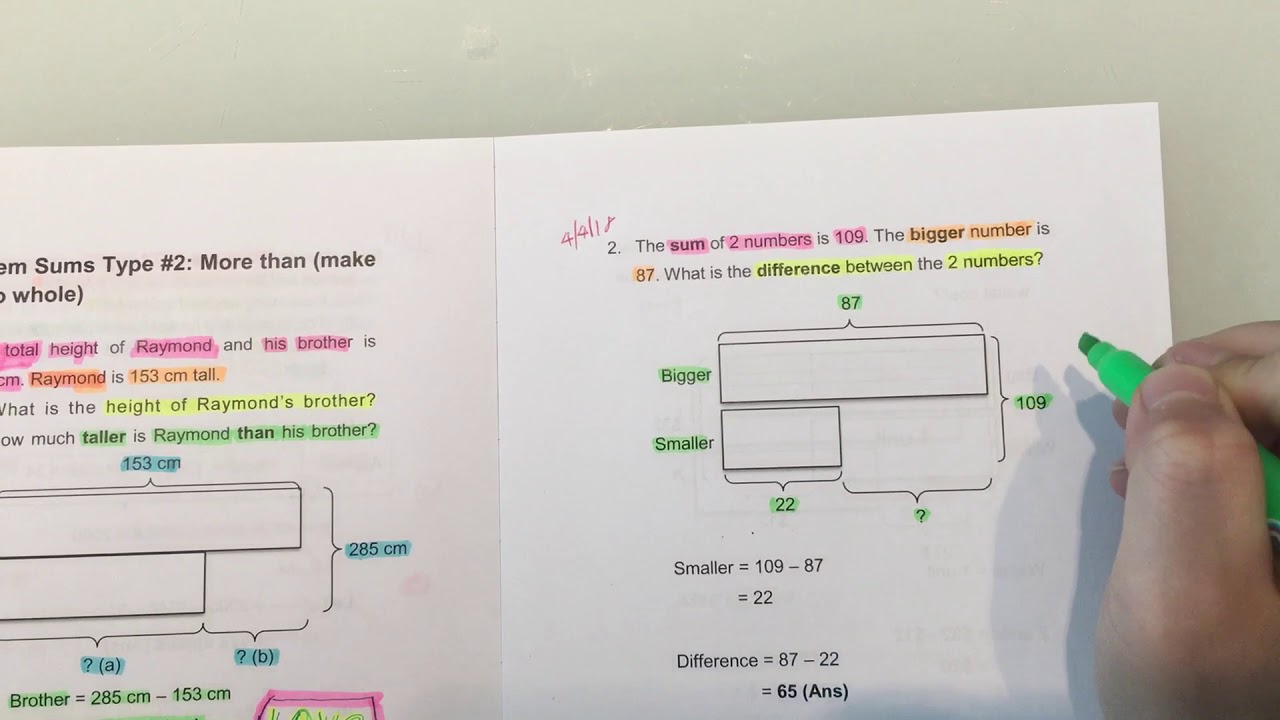 How to use our problem sums guidebook - using highlighters and making problem sums colourful ...