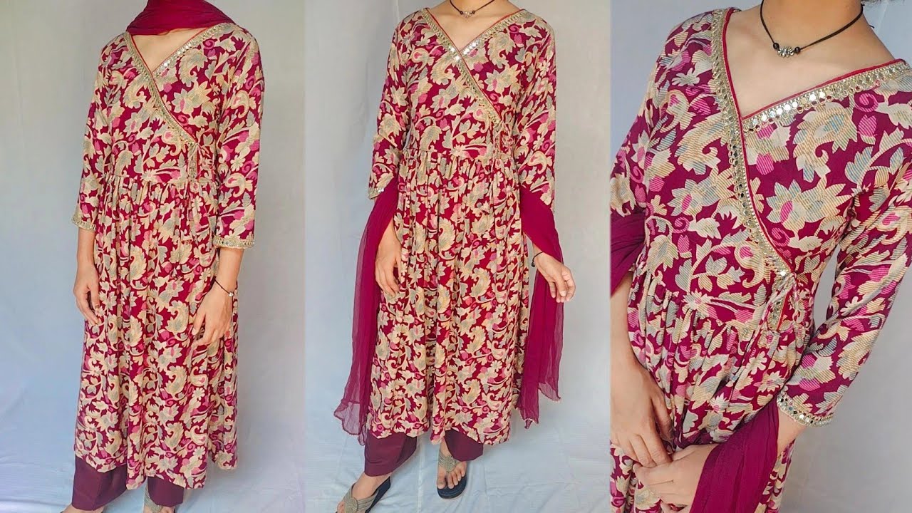Latest Frock Style Design|| Angrakha Pattern Kurti Cutting And ...