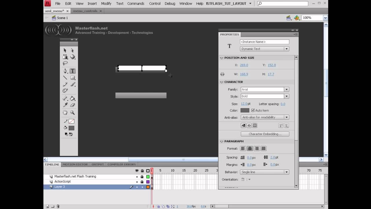 Flash Dropdown Menu, Learn flash, flash tutorial, actionscript, flash training, flash classes ...