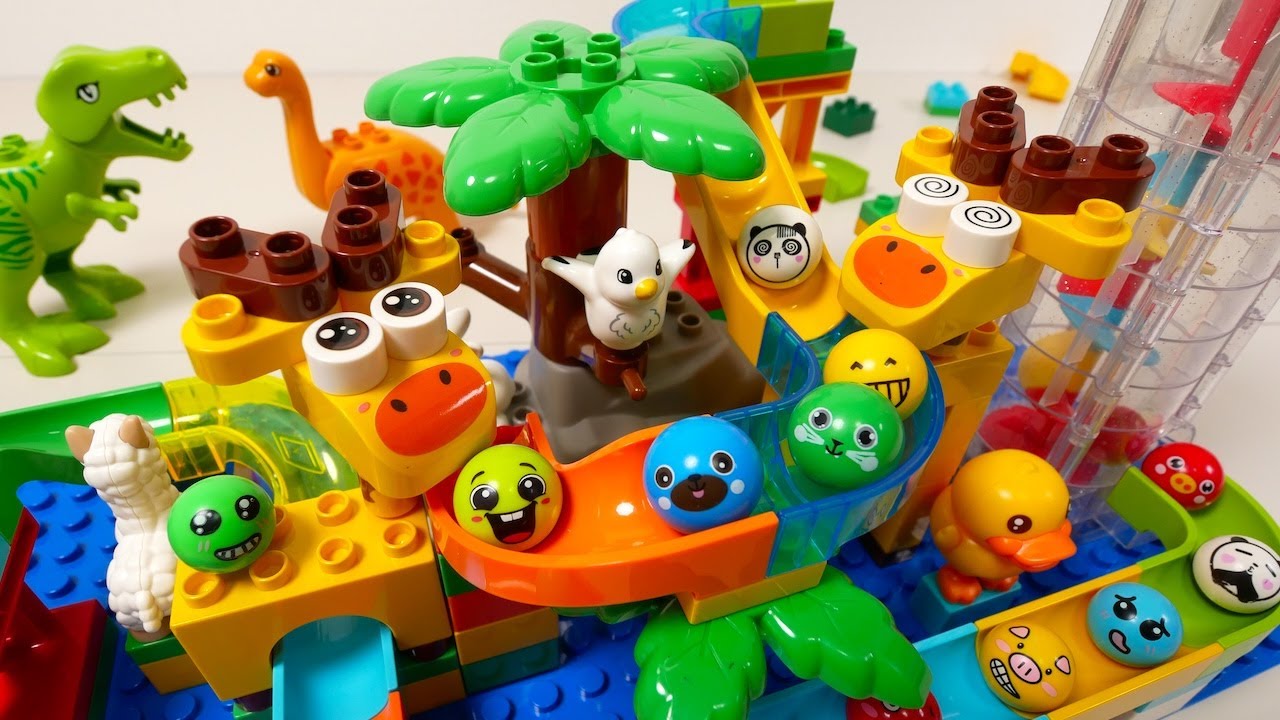 Satisfying Building Blocks Marble Run Giraffe and dinosaur Super cute ...
