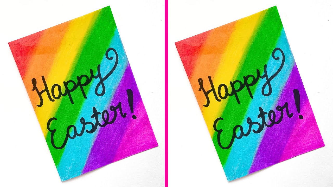 Easy & Beautiful Easter Card Ideas | Easter card from white paper | Colorful Spring Easter Card ...
