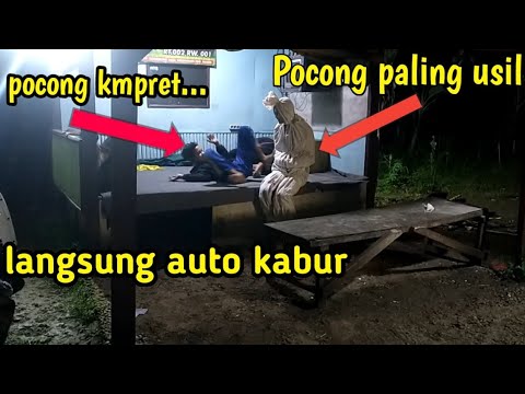 Bikin ngakak 🤣 prank pocong gangguin bocil lagi tidur, auto lari kocar kacir