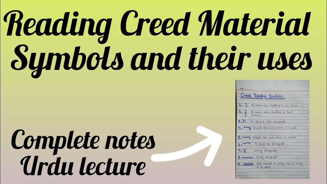 What is Reading Creed Material | Symbols and their uses | sub editing ...