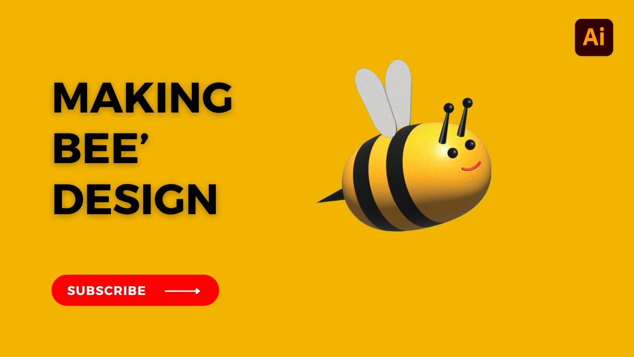Making A Cute 3D Bee Design On Abobe Illustrator | Illustrator Tutorial ...