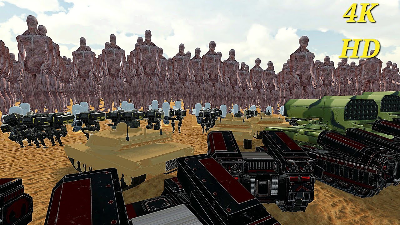 T-45 ROBOT PHALANX TOS-1 CLUSTER TANK ABRAHAM TANK VS TITANS/UEBS2 # ...