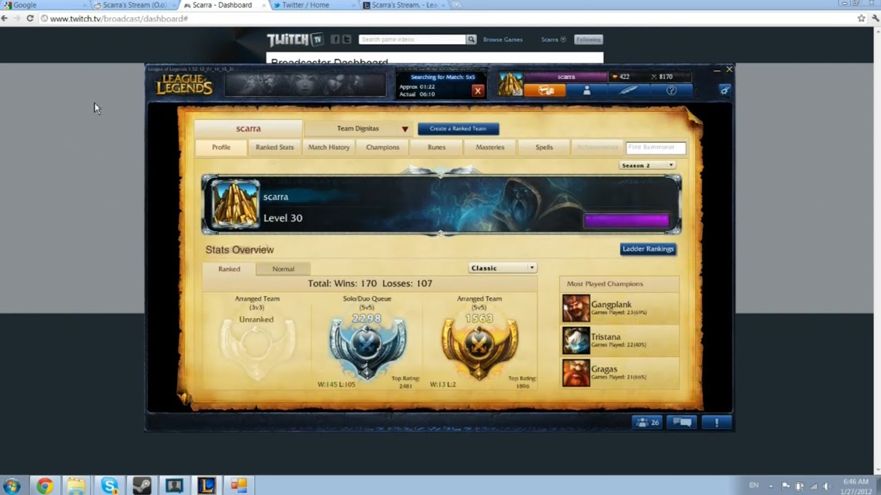 Dignitas Scarra stream 27th January 2012 - YouTube