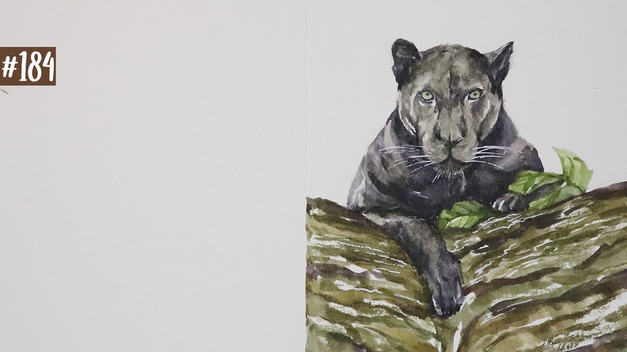 How to Paint a Black Panther with ONLY 5 Watercolors / Art Tutorial ...