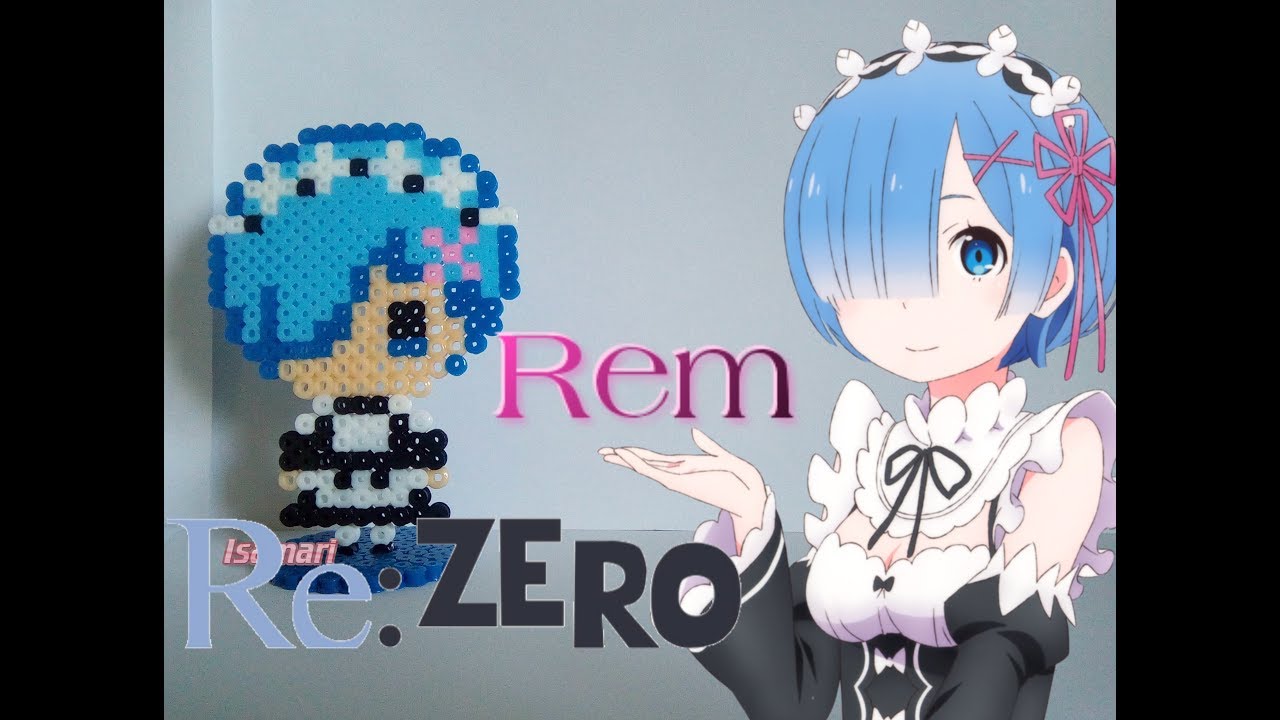 REM Re zero Hama Beads cute DIY💙 - YouTube