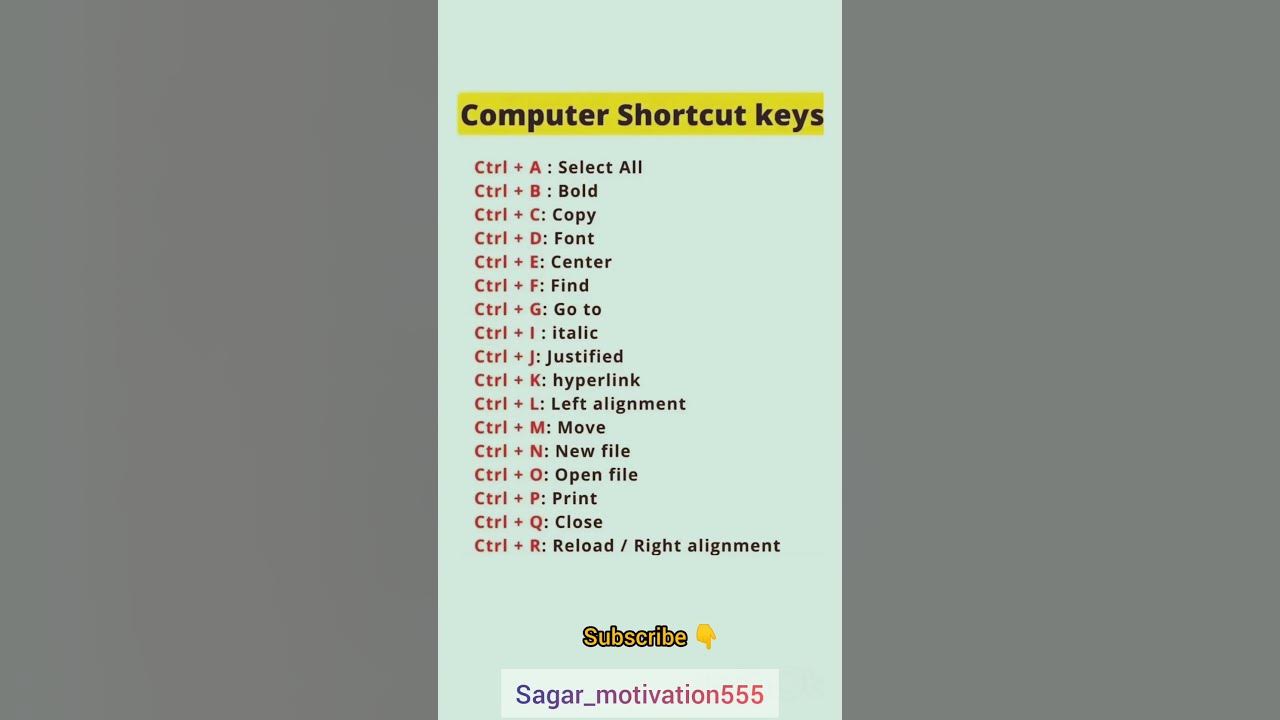 computer shortcut keys #computerknowledge #computershortcutkeys #shortcutkeys #sagarstudypoints ...